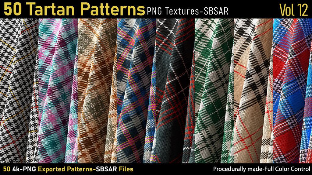 50 Tartan Patterns-Vol12-PNG-SBSAR | S3ART Store