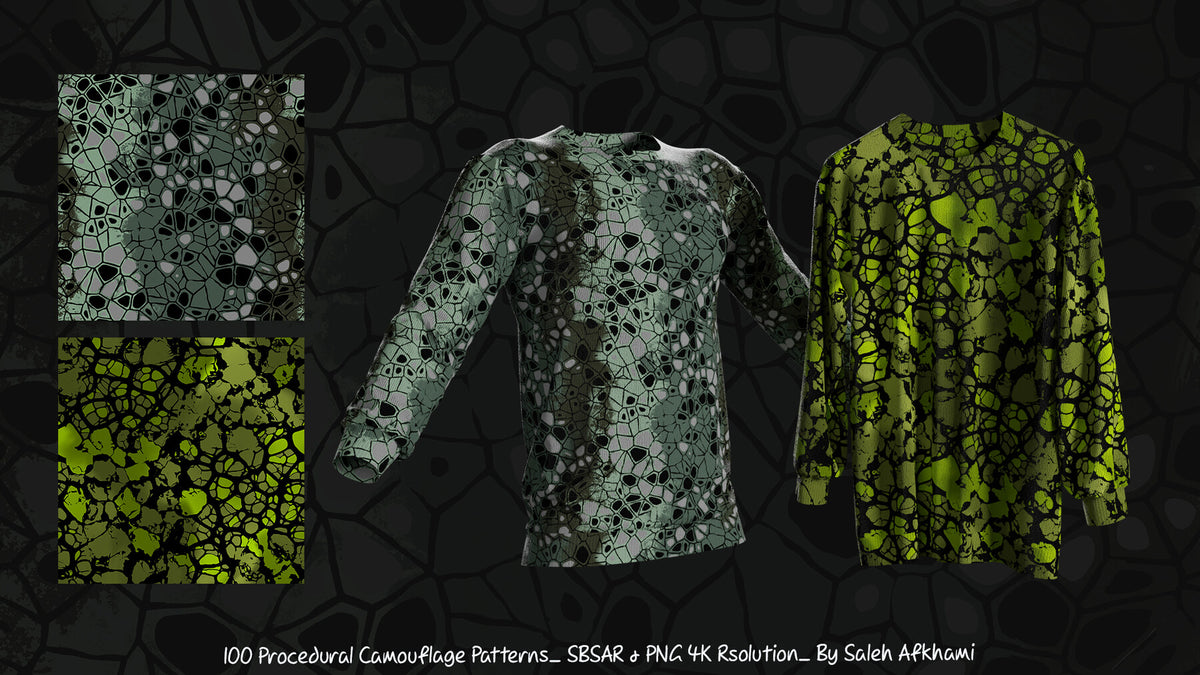 100 CAMO Procedural Patterns SBSAR & PNG | S3ART Store