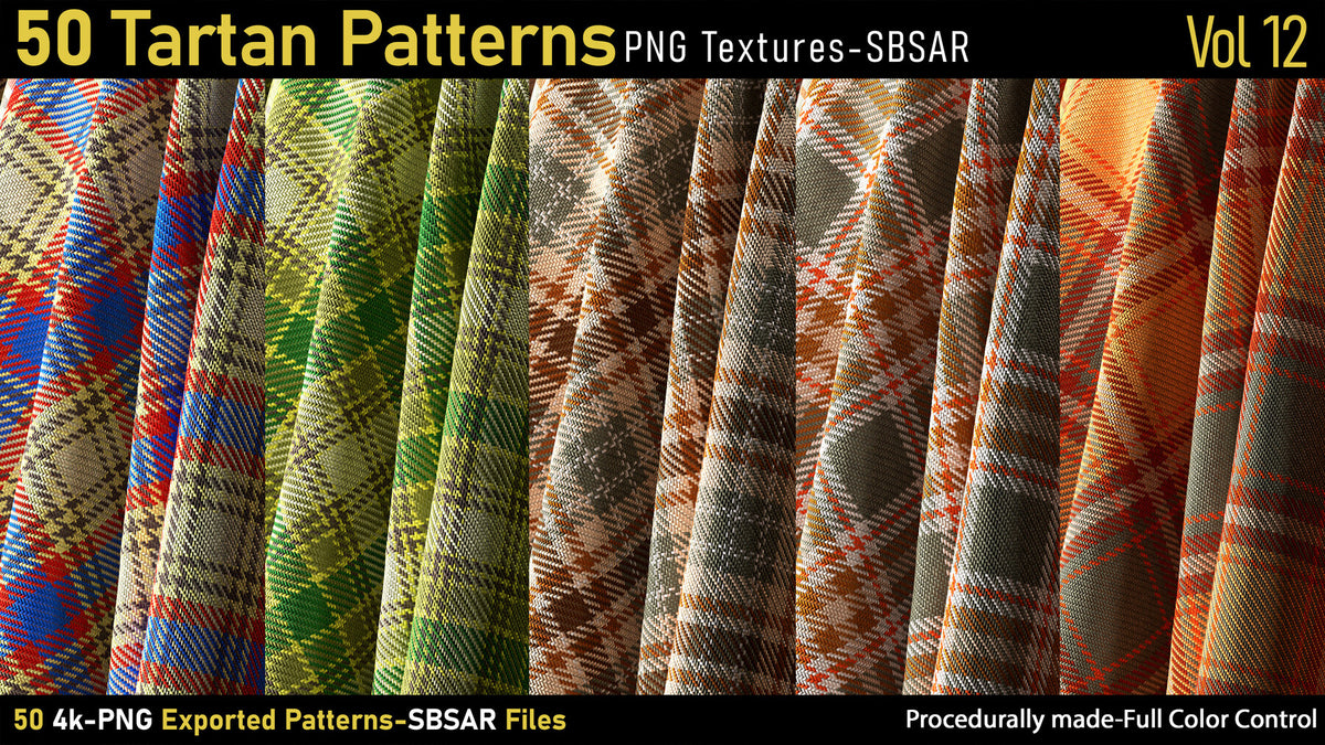 50 Tartan Patterns-Vol12-PNG-SBSAR | S3ART Store