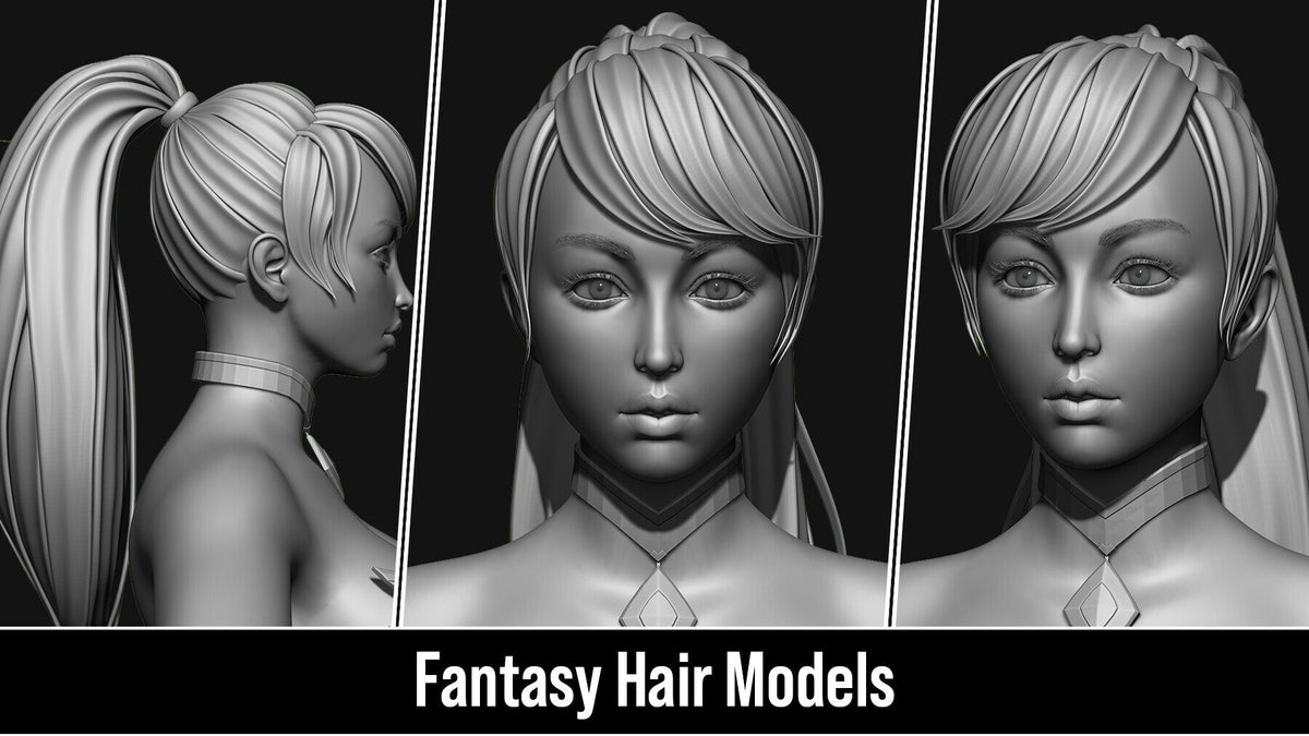 Stylized 3d Hair Models - Quad Topology + UV's – S3ART Store