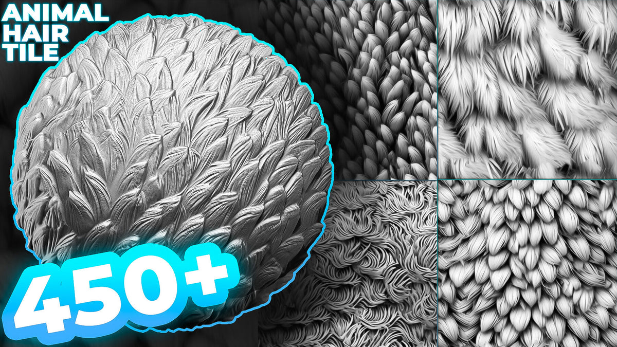 450+ Animals Hair & Fur Alphas (Displacement Maps) for ZBrush, Blender ...