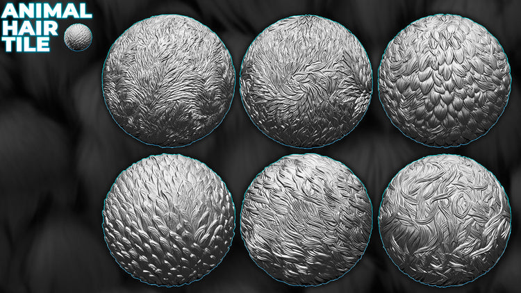 450+ Animals Hair & Fur Alphas (Displacement Maps) for ZBrush, Blender ...