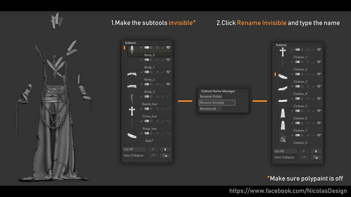 Zbrush - Subtool Name Manager – S3ART Store
