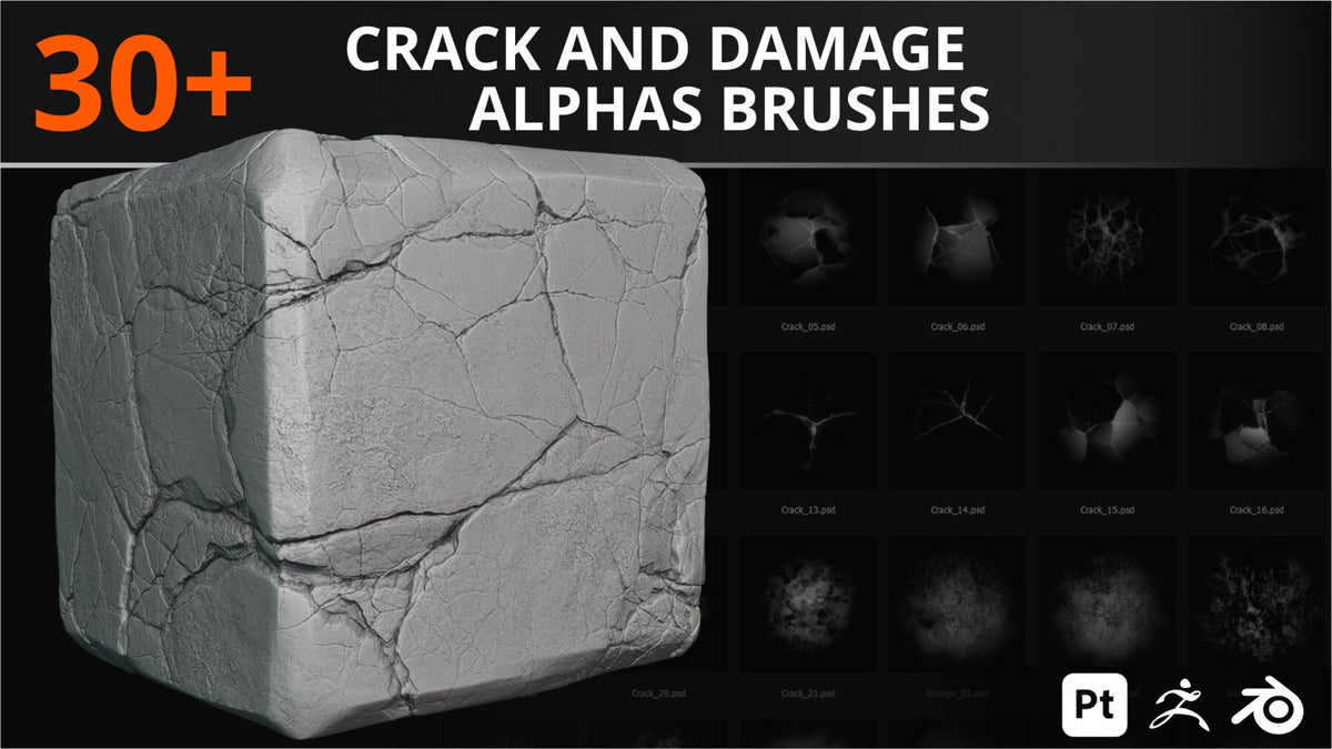 30+ Crack And Damage Alpha Brushes – S3ART Store