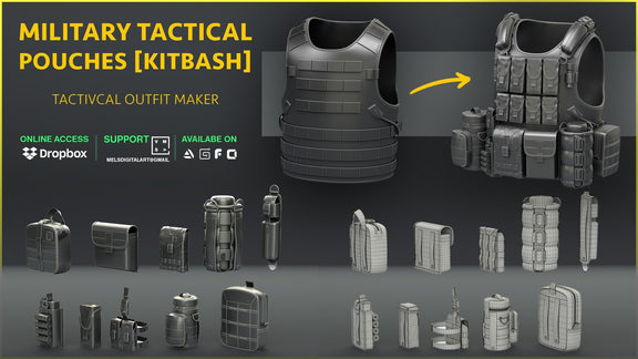 Military Tactical Pouches [Kitbash] [CLEAN TOPOLOGY] – S3ART Store