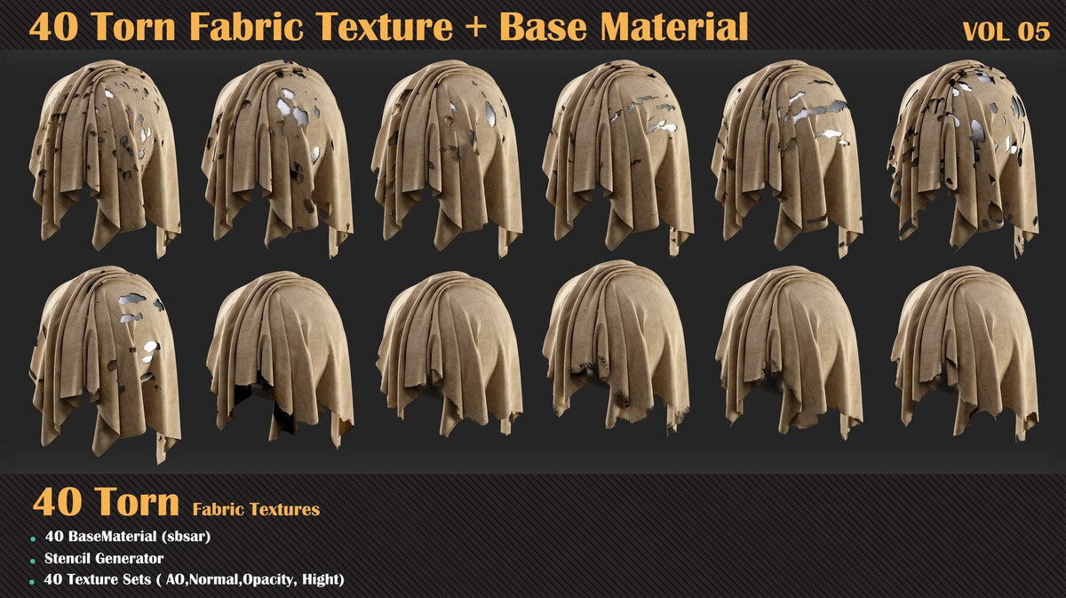 40 Torn Fabric Texture - VOL 05 – S3ART Store