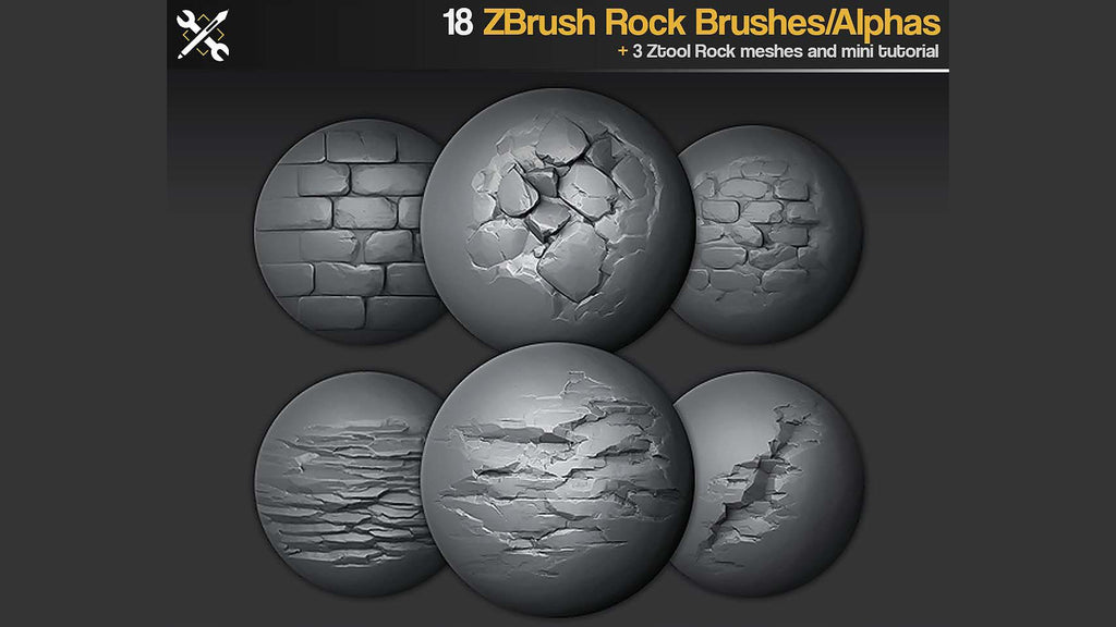 18 Rock Brushes & Alphas for ZBrush/SP Vol.1 | S3ART Store