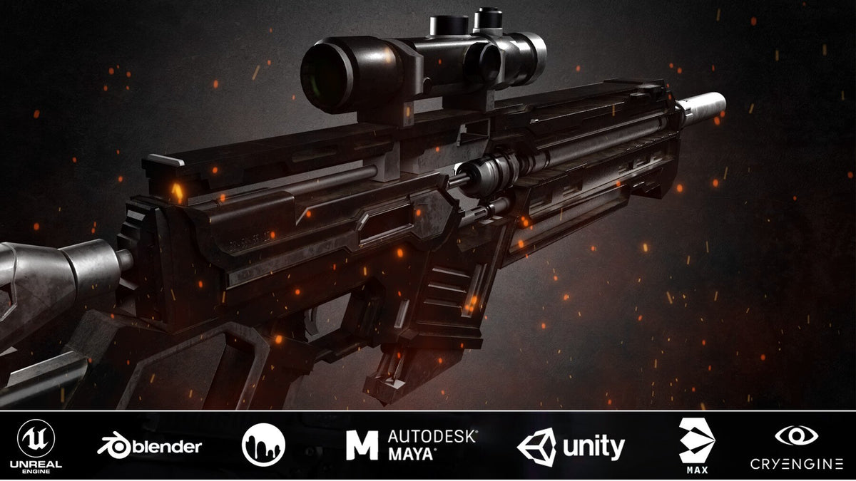 20 Low Poly Guns for Games with UDIM Textures | S3ART Store