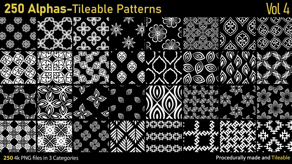 250 Tileable Alpha Patterns Vol.4 | S3ART Store