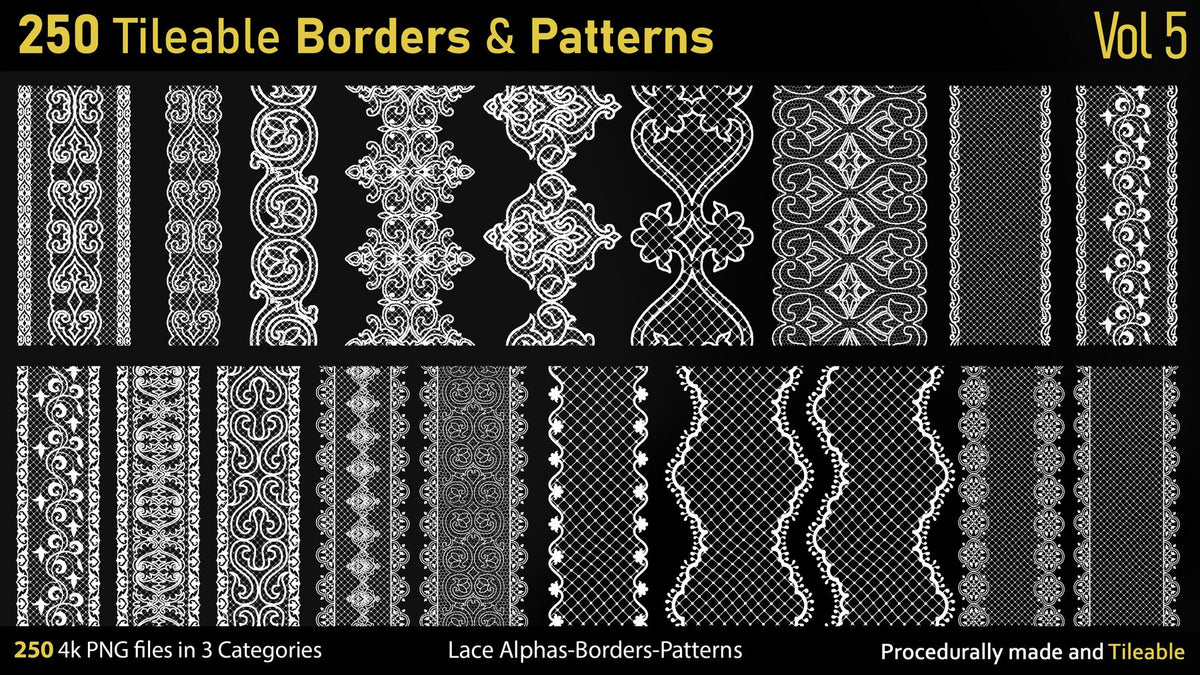 250 Tileable Alpha Patterns & Borders Vol.5 | S3ART Store