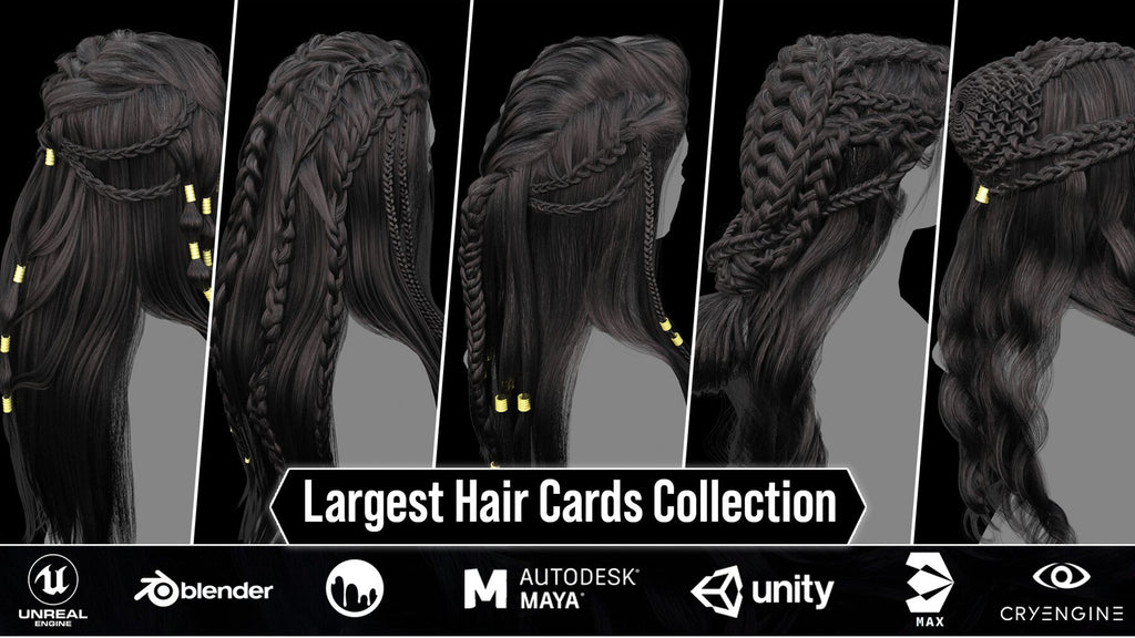 40 Female Hair Cards Collection | S3ART Store