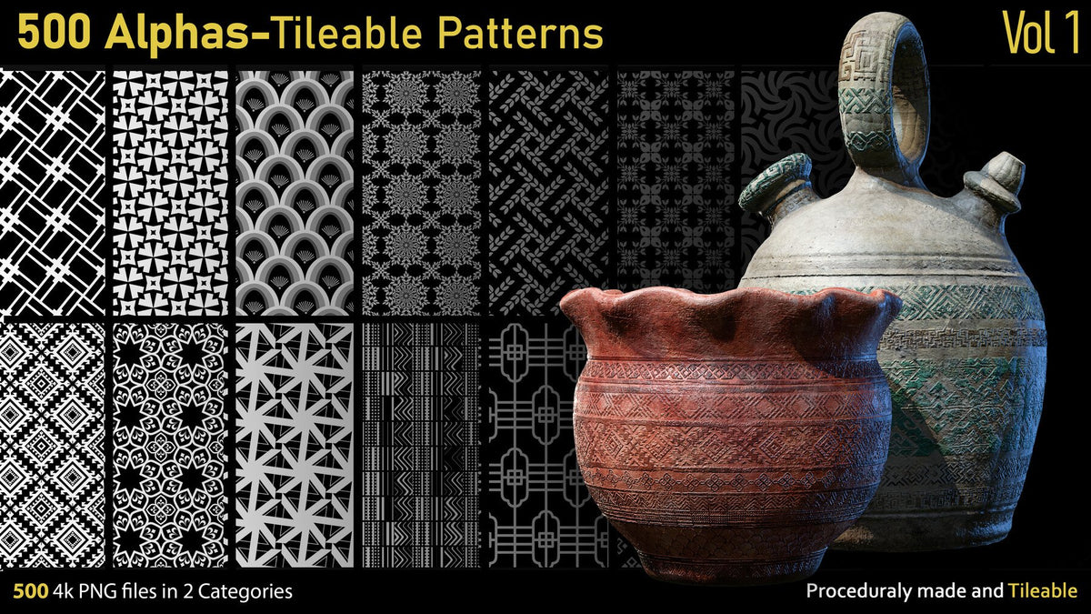 500 Tileable Alpha Patterns Vol.1 | S3ART Store