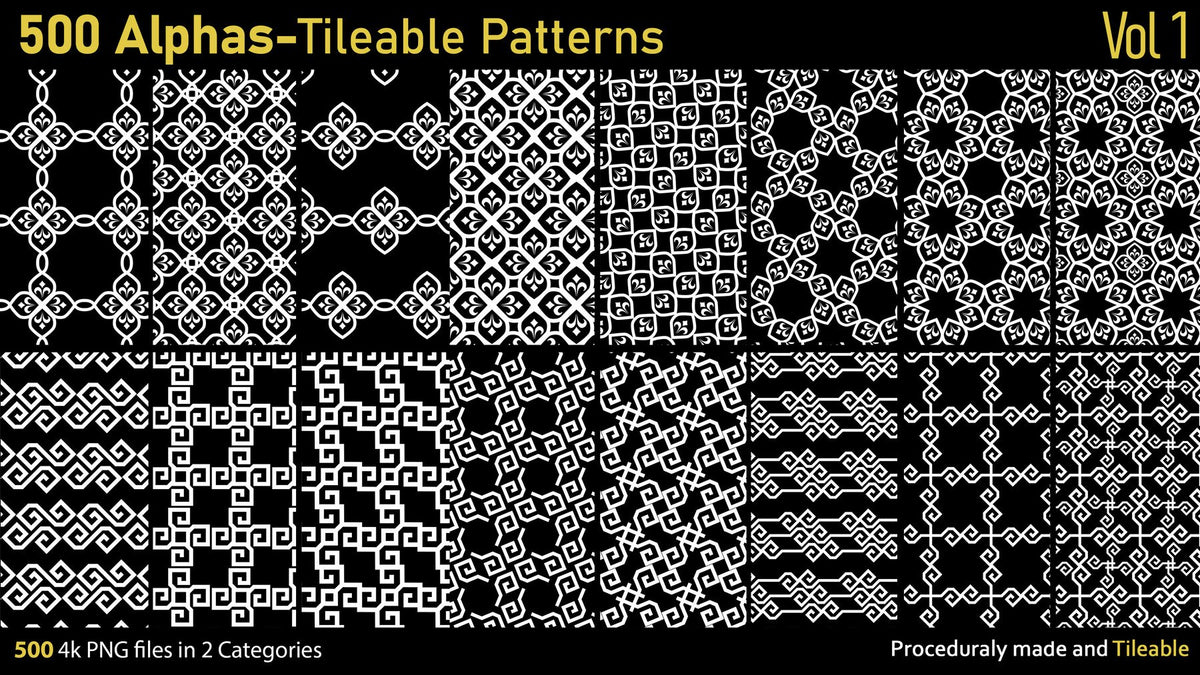 500 Tileable Alpha Patterns Vol.1 | S3ART Store