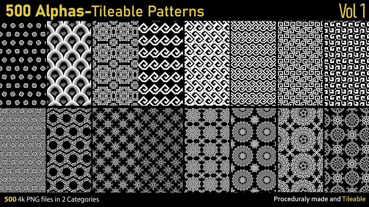 500 Tileable Alpha Patterns Vol.1 | S3ART Store