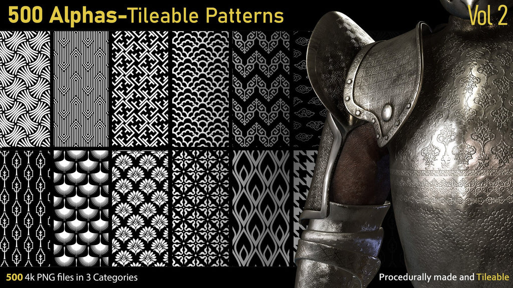 500 Tileable Alpha Patterns Vol.2 | S3ART Store