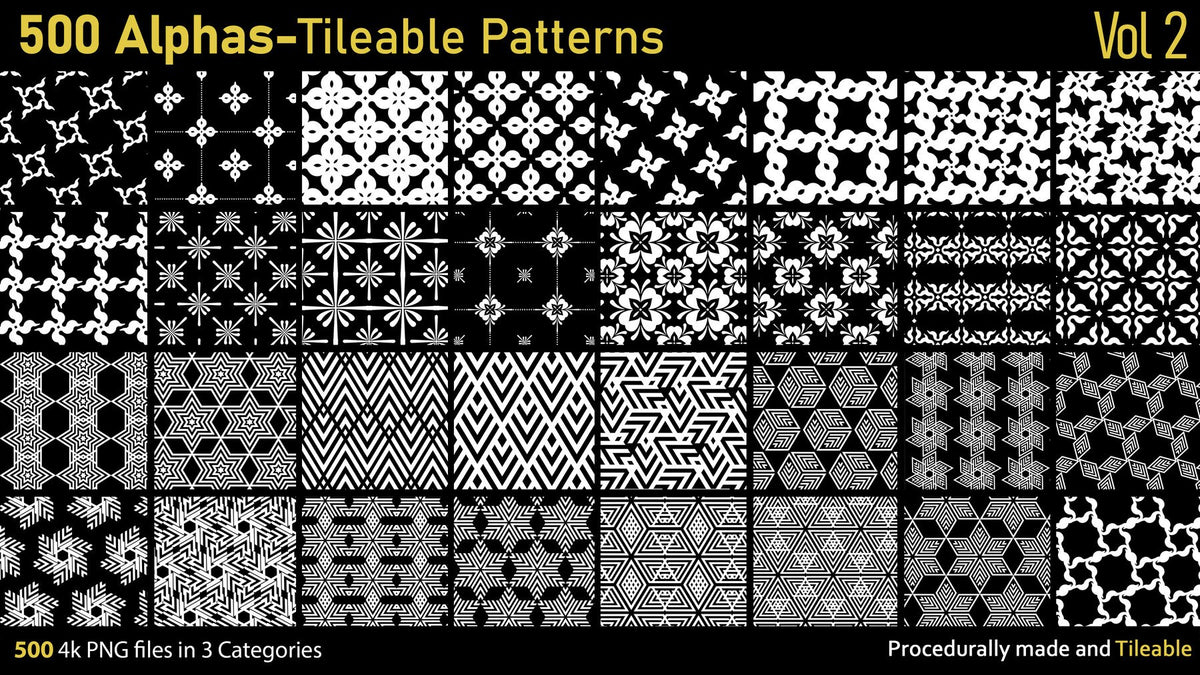 500 Tileable Alpha Patterns Vol.2 | S3ART Store