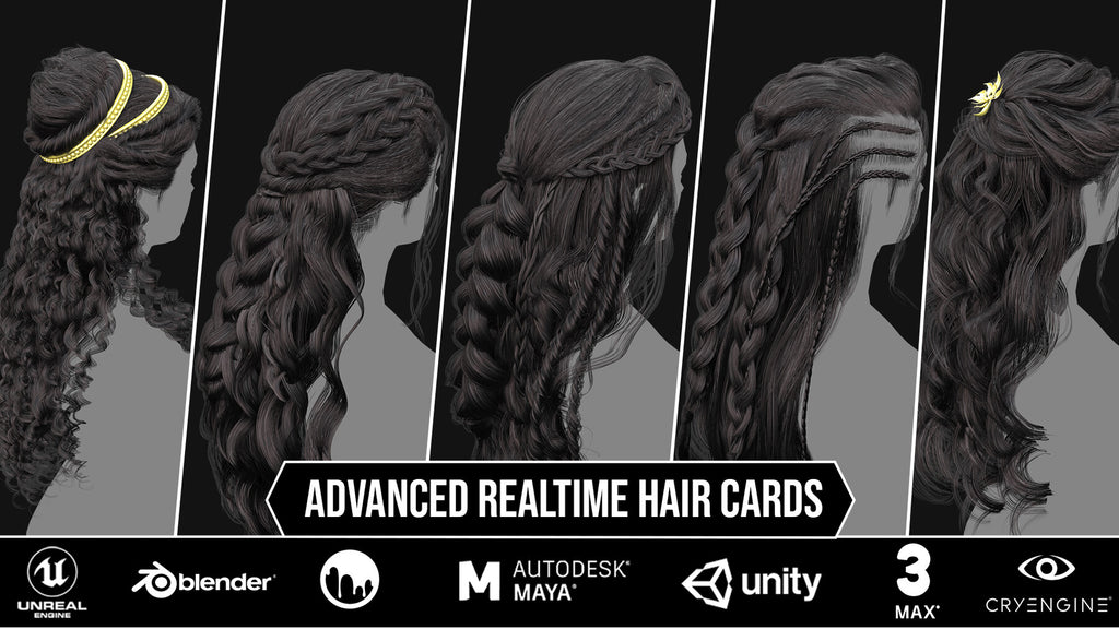10 Advanced Realtime Hair Cards | S3ART Store