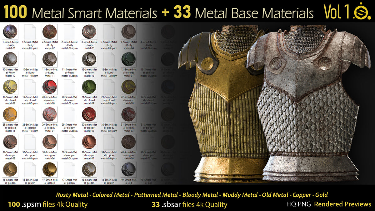 Metallic Smart Materials for Substance Painter | S3ART Store