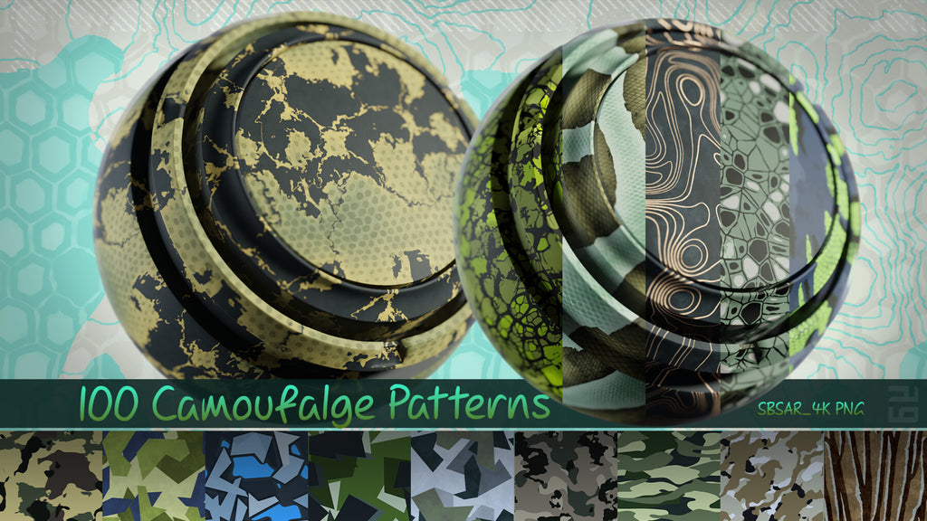 100 CAMO Procedural Patterns SBSAR & PNG | S3ART Store