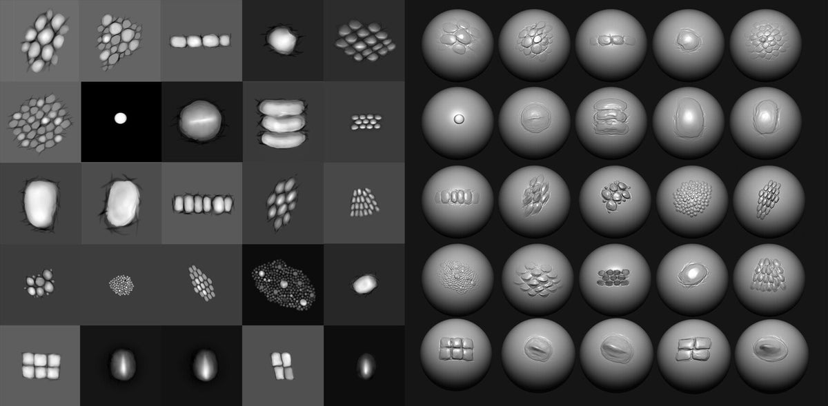 25 Reptile Scale Alphas for ZBrush | S3ART Store