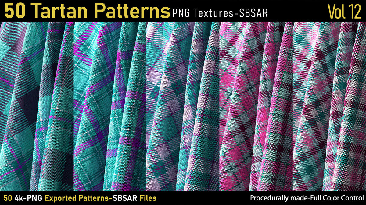 50 Tartan Patterns-Vol12-PNG-SBSAR | S3ART Store