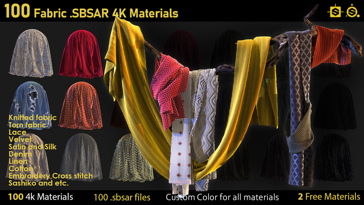 100 Fabric SBSAR Materials for Substance | S3ART Store