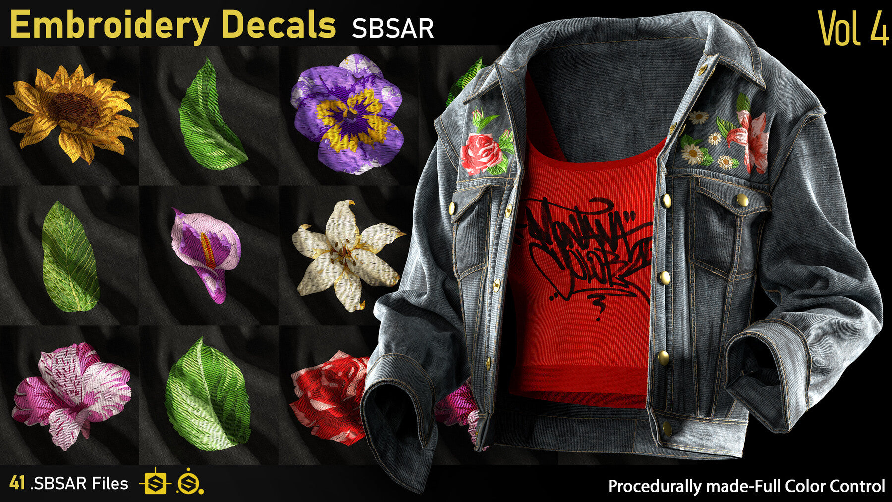 Embroidery Decals for the Adobe Substance Ecosystem | S3ART Store