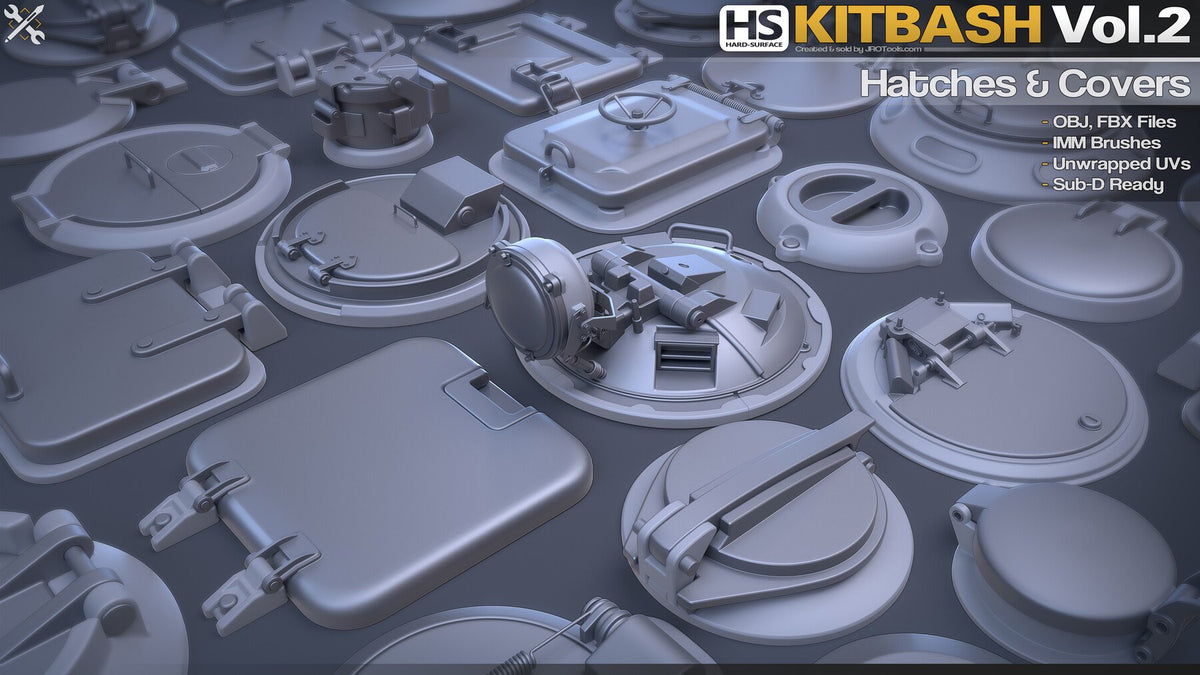 Hard-Surface Kitbash Vol.2 - Hatches & Covers | S3ART Store